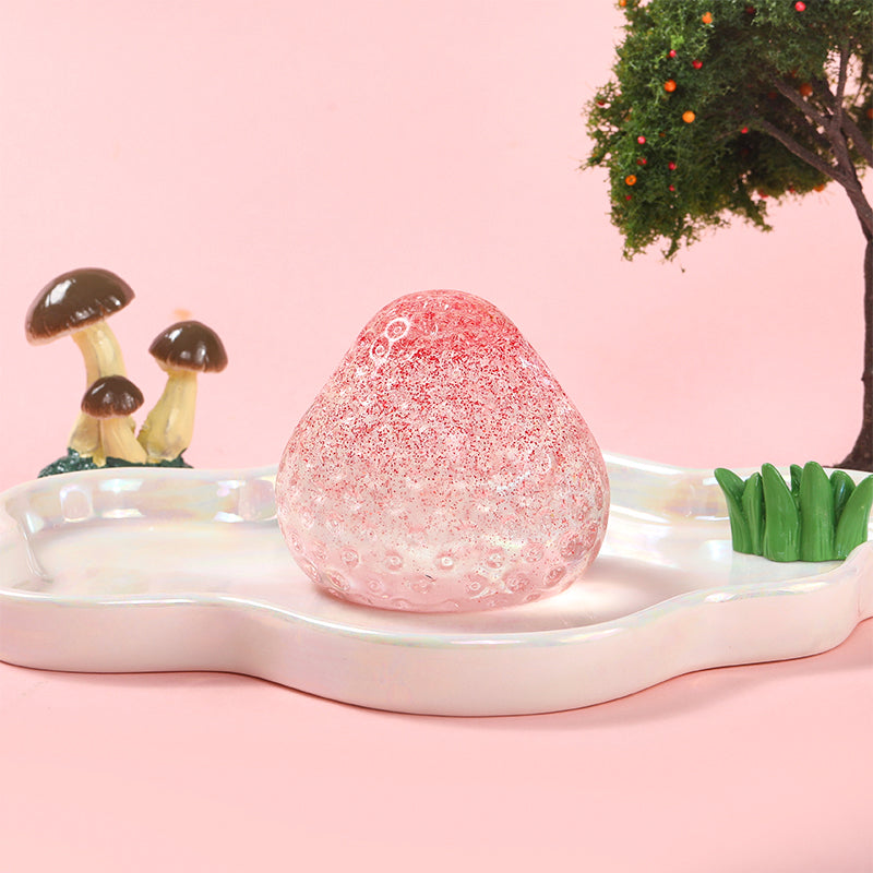 130g Crystal Strawberry with Starry Red Sparkle Taba Squishy – FUFUSQUISHY
