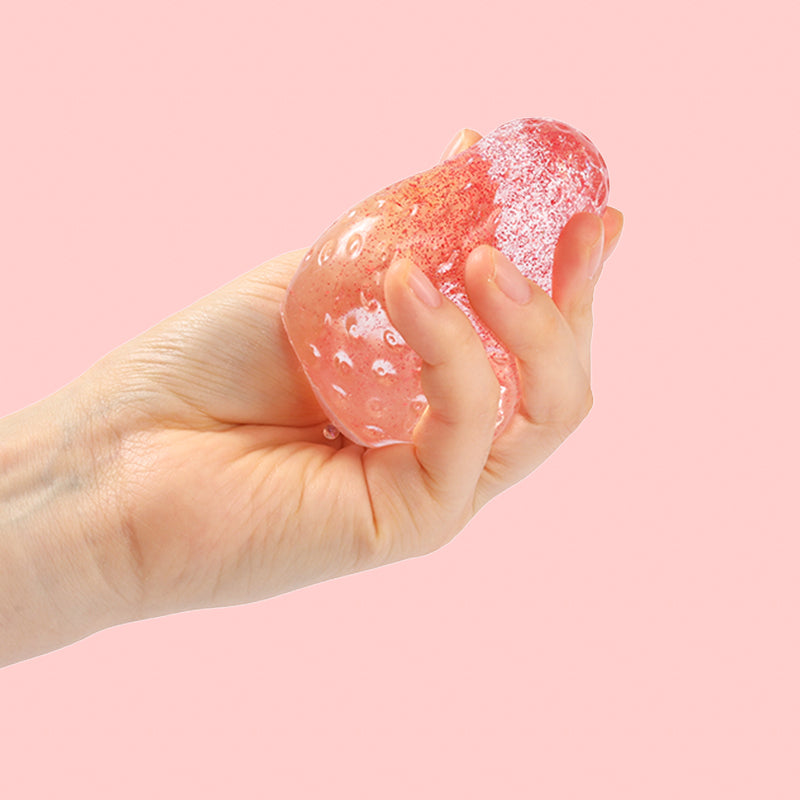 130g Crystal Strawberry with Starry Red Sparkle Taba Squishy – FUFUSQUISHY