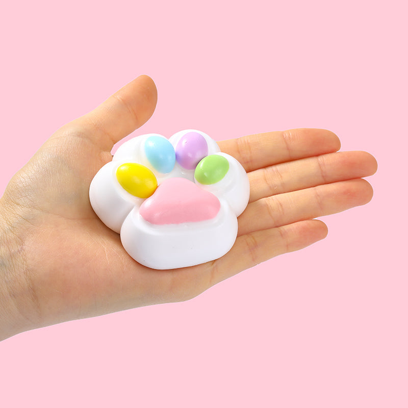 80g White Base Pink with Rainbow Cat Paw Taba Squishy – FUFUSQUISHY