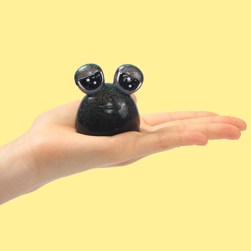 100g Crystal Sparkling Black Sad Frog Pou Taba Squishy – FUFUSQUISHY